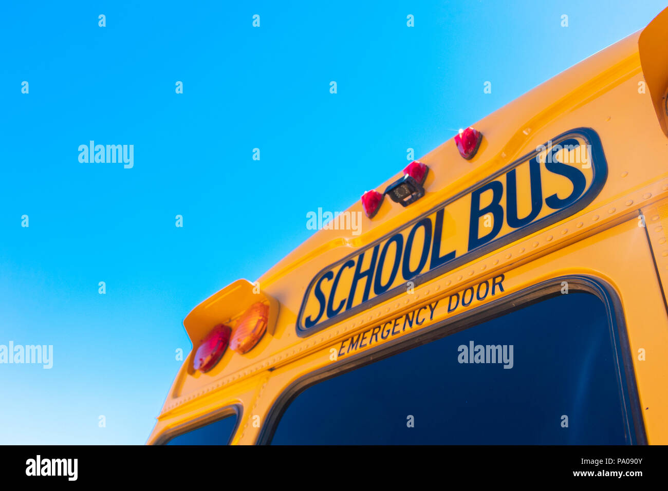 classic yellow American school bus sign Stock Photo - Alamy