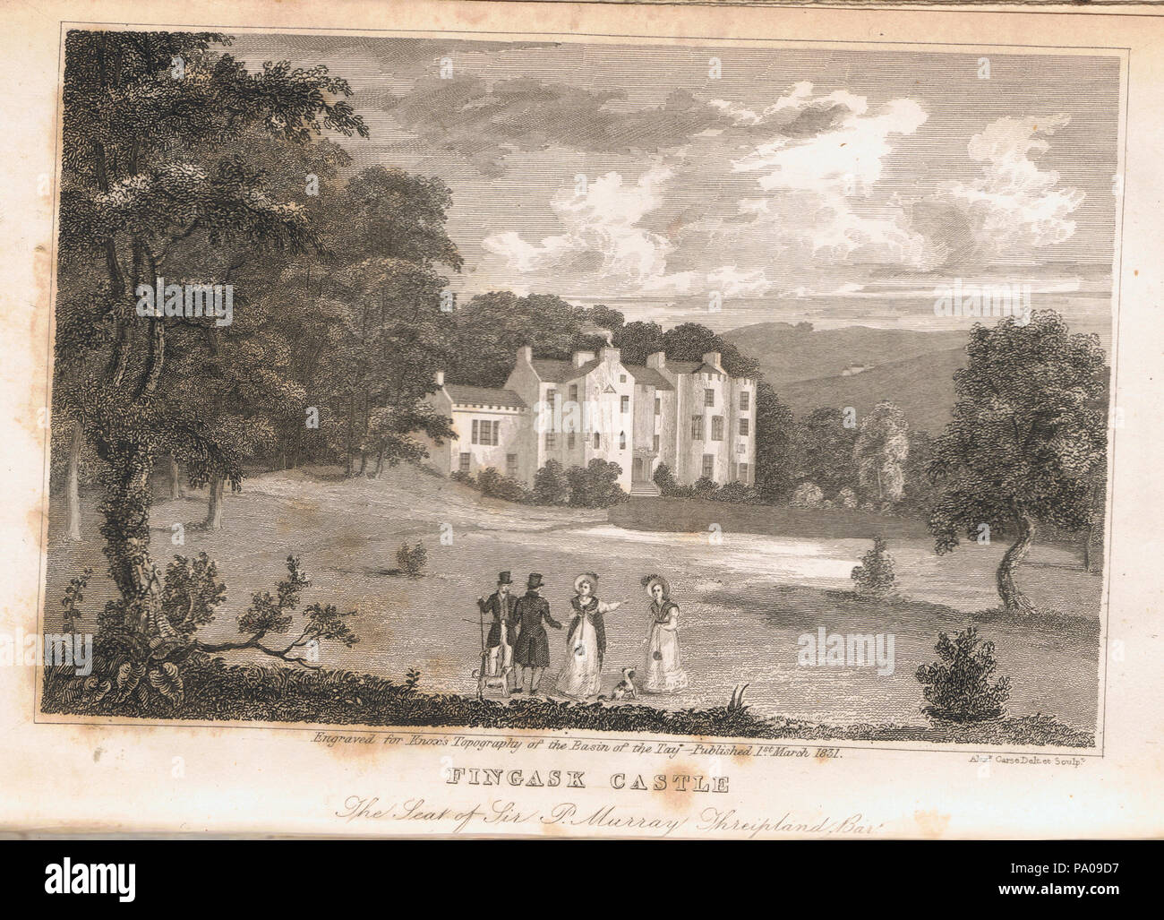 621 Engraving of Fingask Castle, Tayside, by Alexander Carse. Published ...