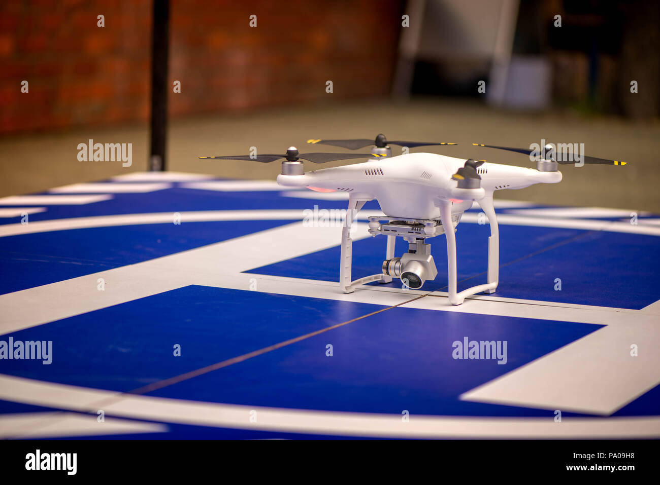 Drone is ready for take off to fly high in the air, to take photos and ...