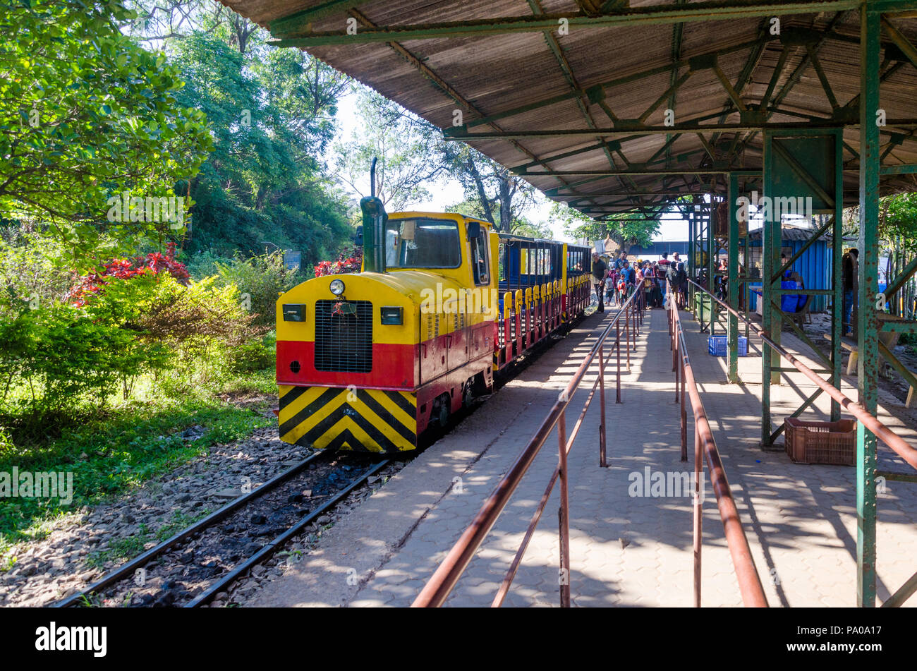 The toy train at Raja's Seat in Madikeri of Coorg District, Karnataka ...