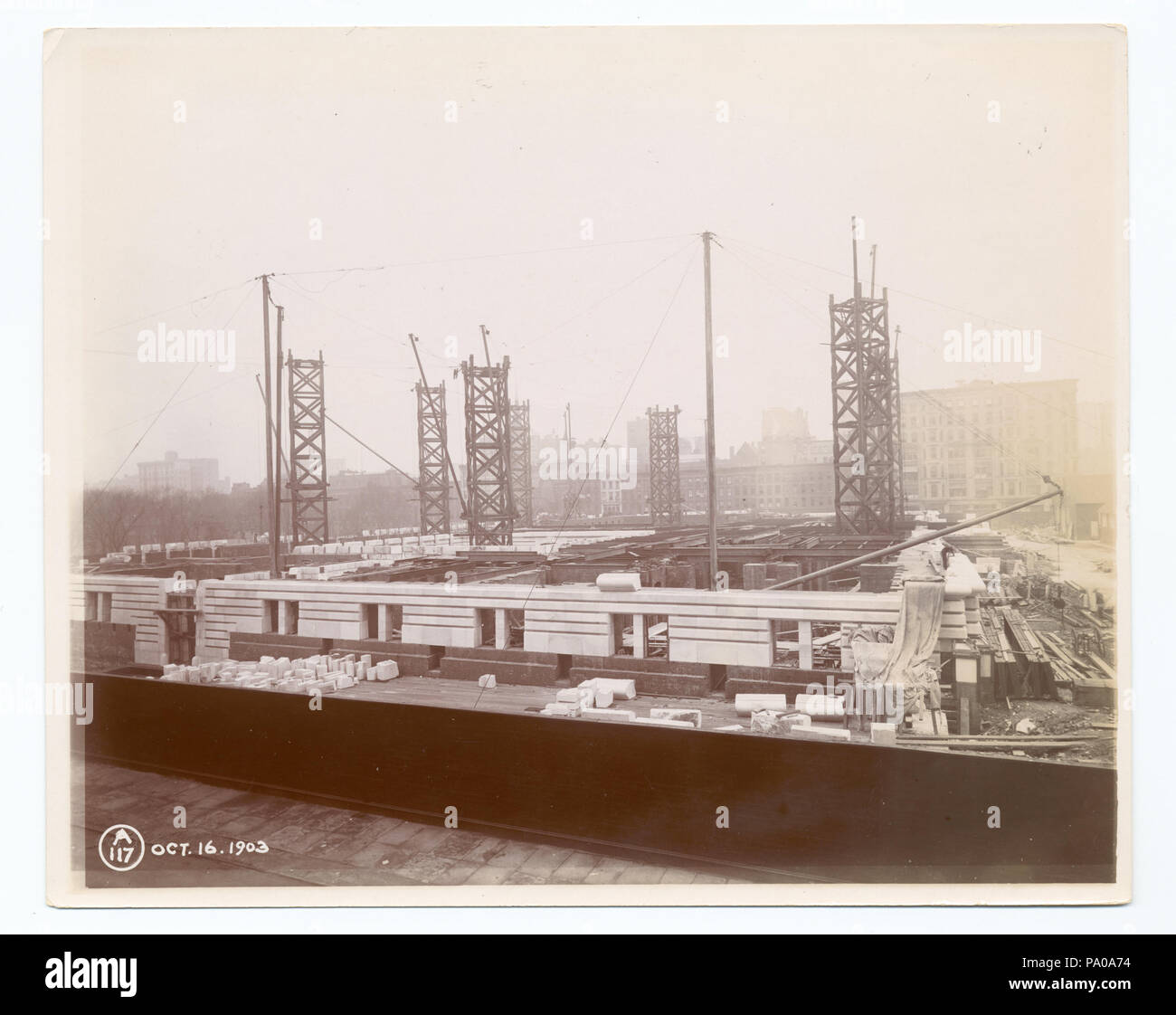 633 Exterior marble work - construction of the south facade (NYPL ...