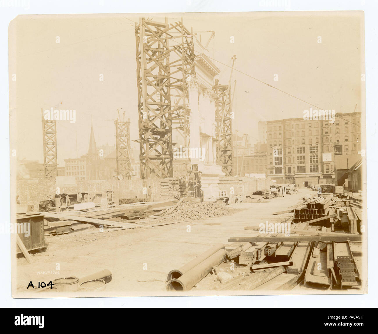 633 Exterior marble work - plaster model of the south end of the Fifth ...