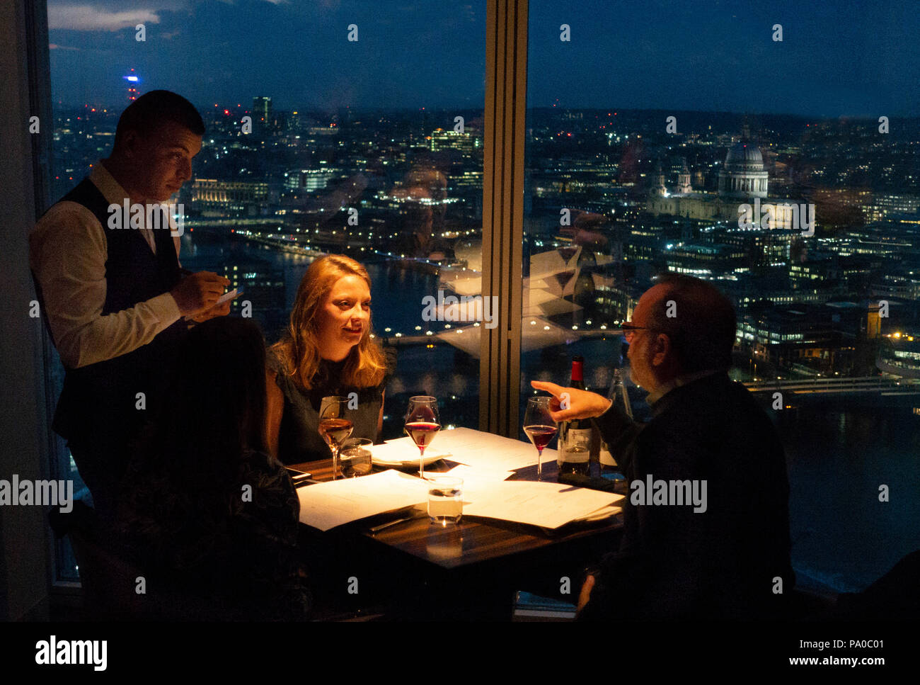 The Oblix restaurant at the Shard,London Bridge Stock Photo - Alamy
