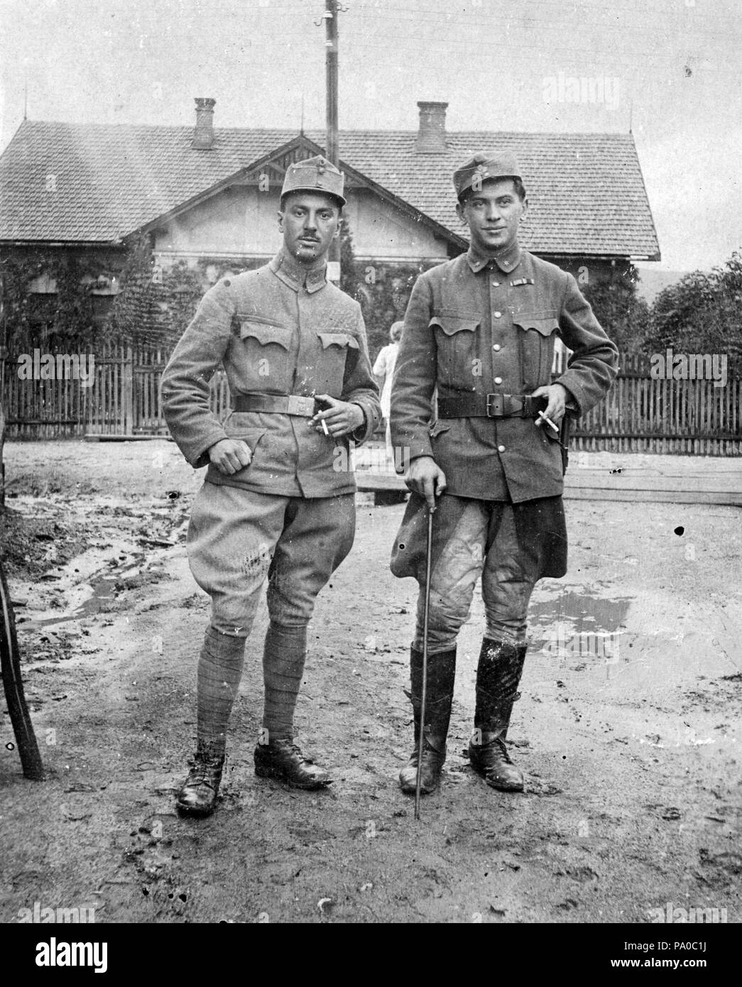 652 First World War, men, uniform, walking cane, smoking Fortepan 22324 ...