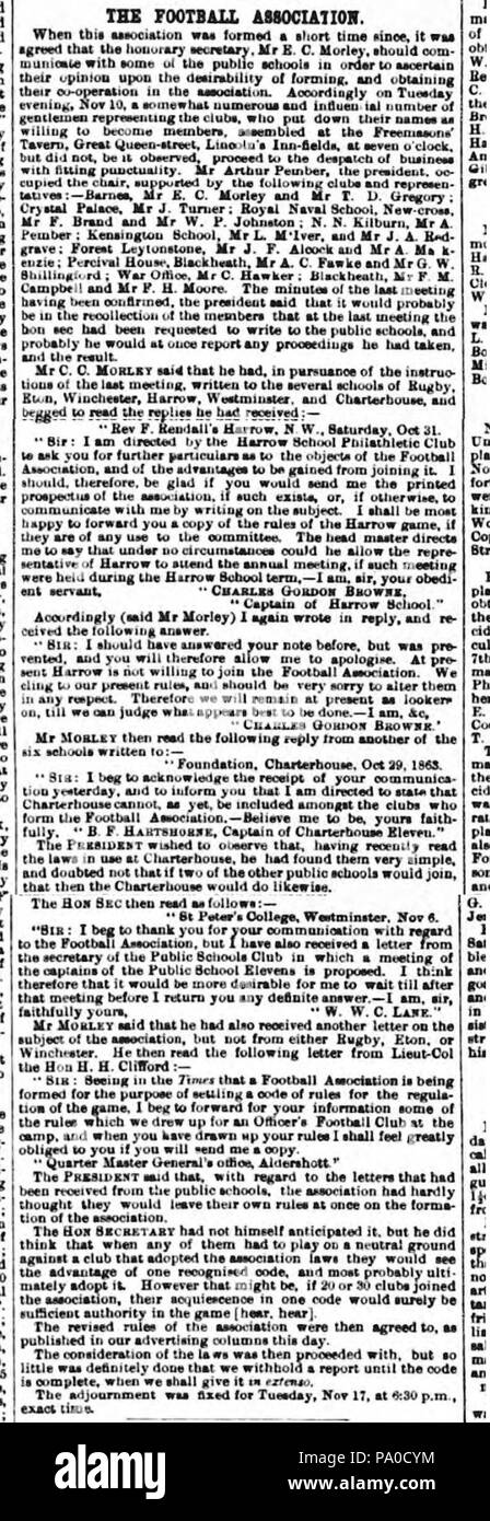 660 Football Association (Bell's Life in London) 1863 11 14 Stock Photo ...
