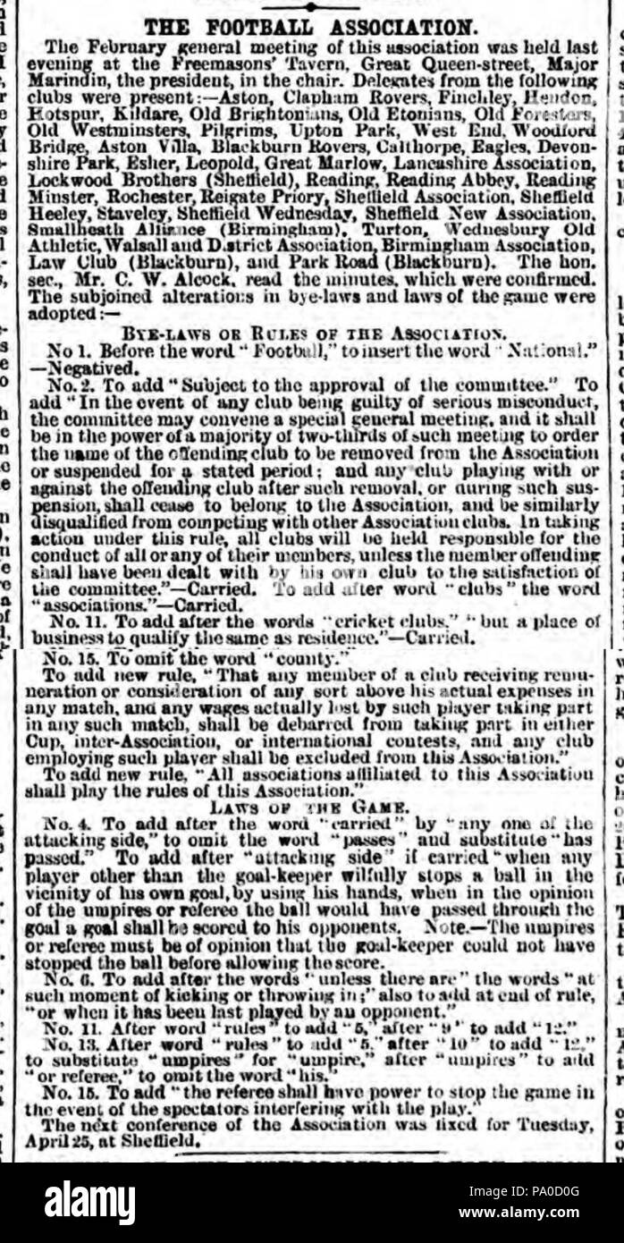 Association football 1880s Black and White Stock Photos & Images - Alamy