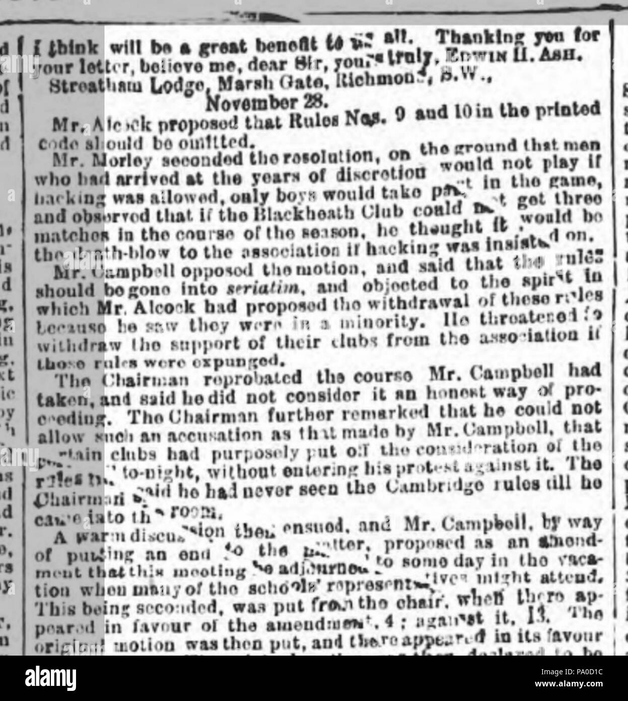 1863 football association Black and White Stock Photos & Images - Alamy