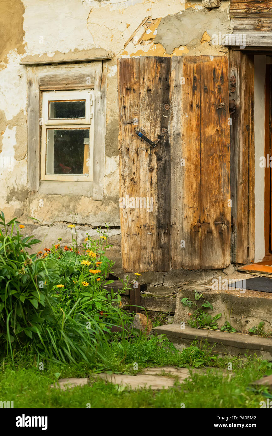 Wall of an old farm building. Natural texture. Specially preserved ...