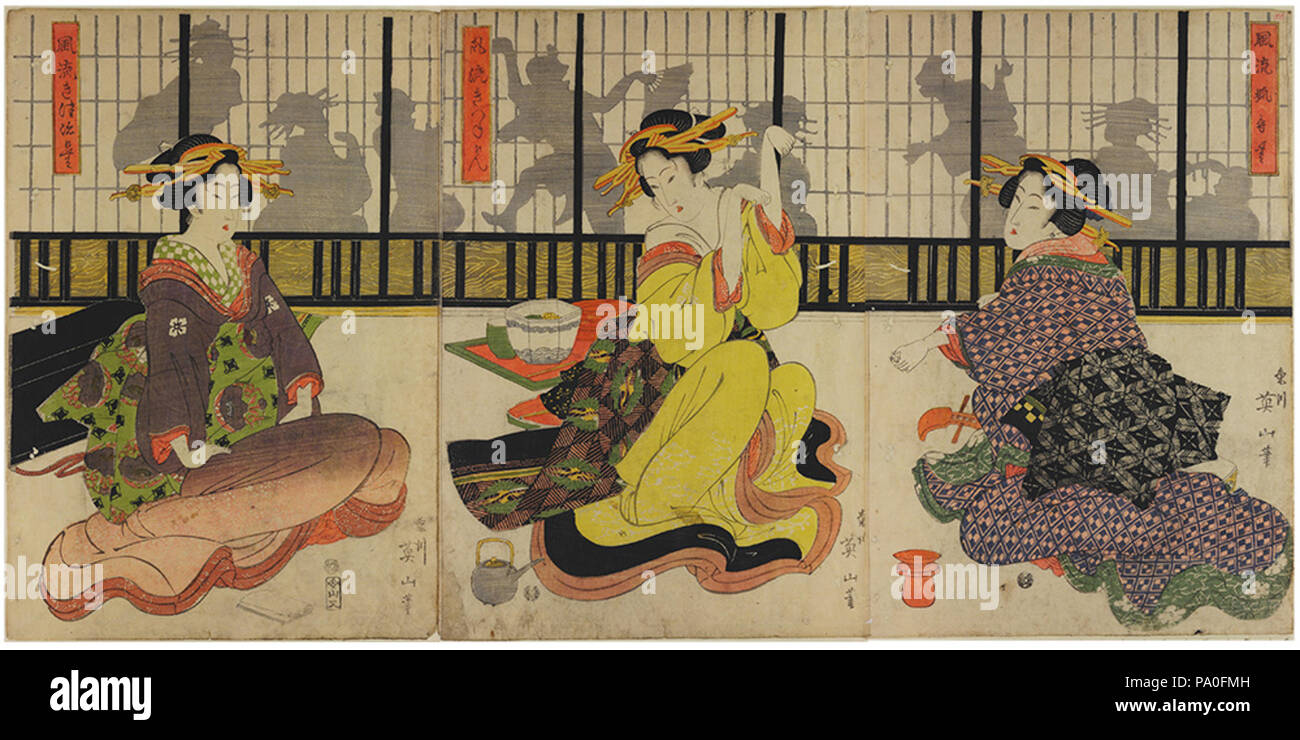 692 Geisha Playing the Hand-Game Kitsune-ken (狐拳), a Japanese rock ...