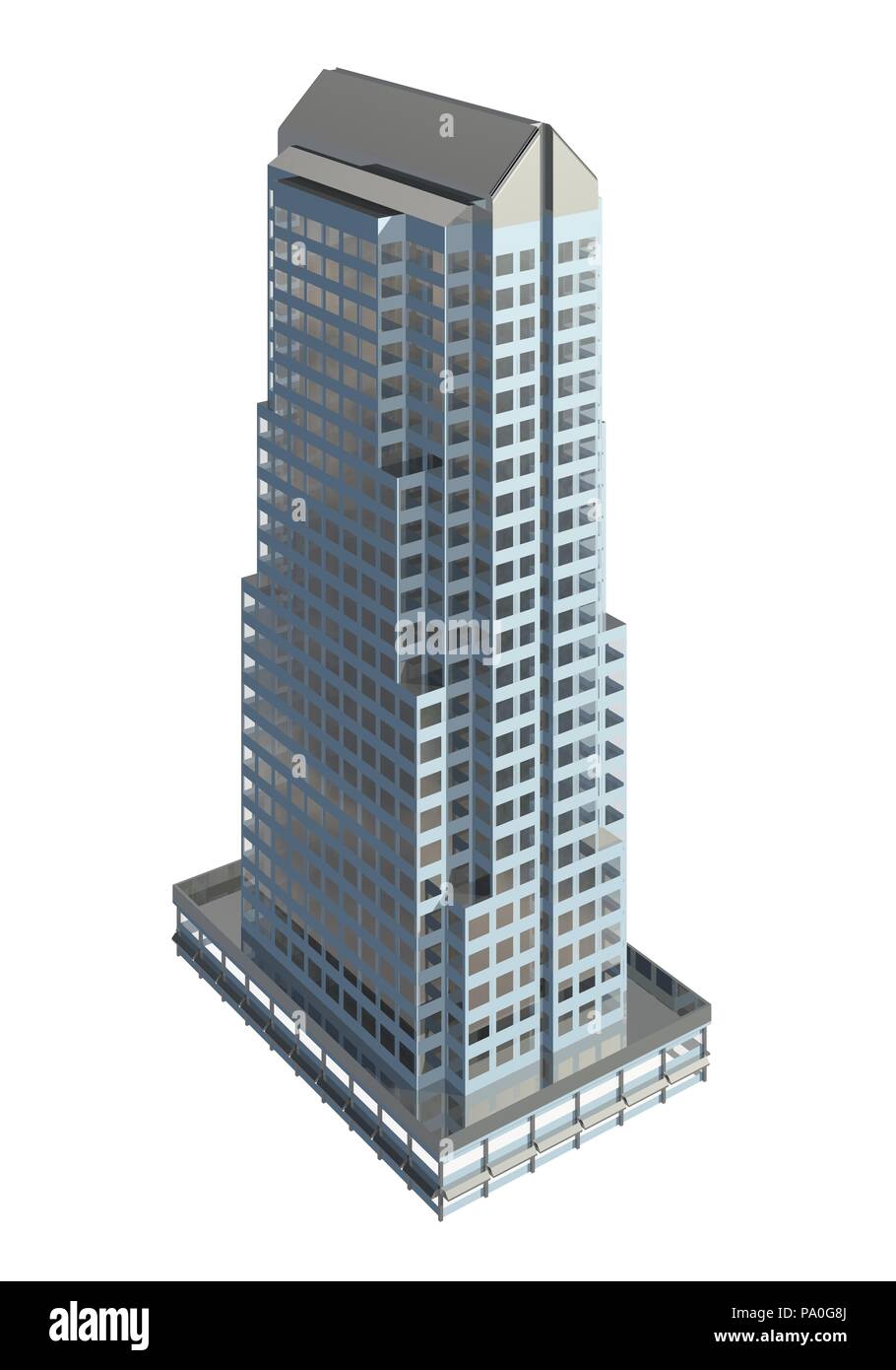 Skyscraper building isolated on white background 3d illustration Stock ...