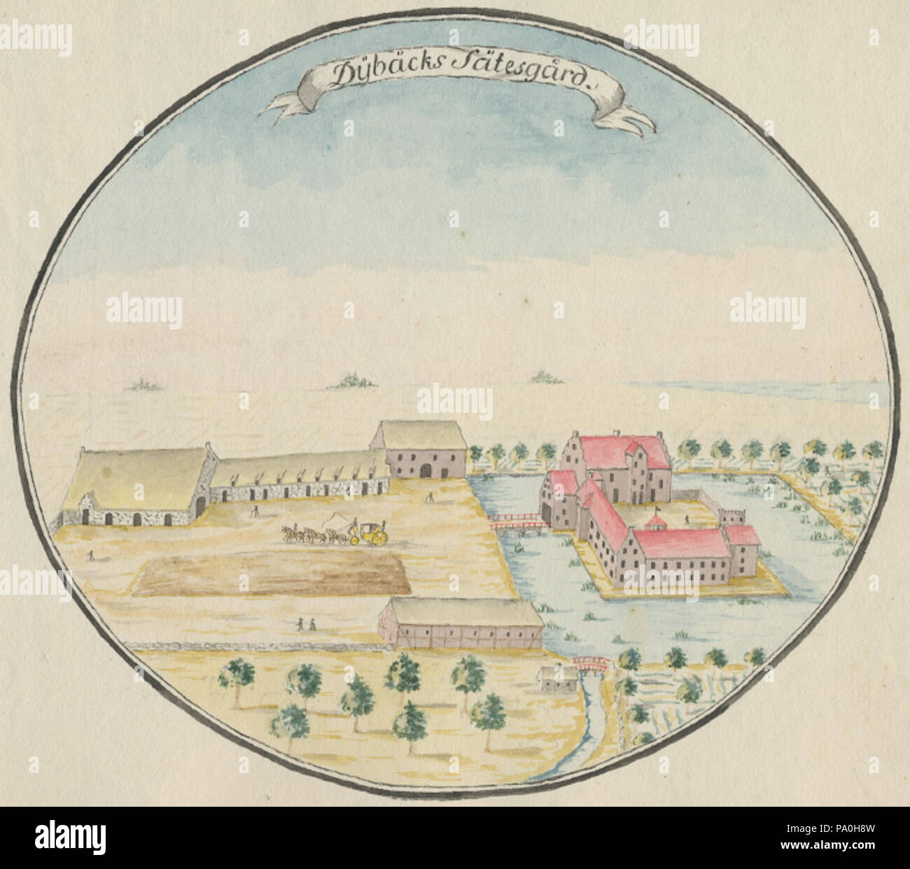 595 Dybäck Castle circa 1780 Stock Photo - Alamy