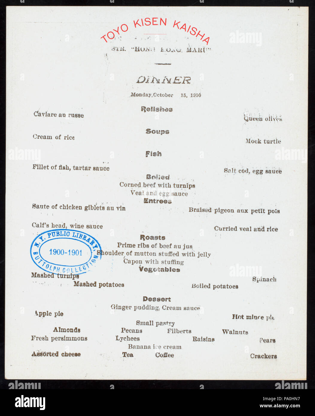 566 DINNER (held by) TOYO KISEN KAISHA (at) EN ROUTE ABOARD HONG KONG ...