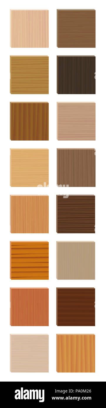 Wood samples. Parquetry summary table chart. Wooden plates with ...