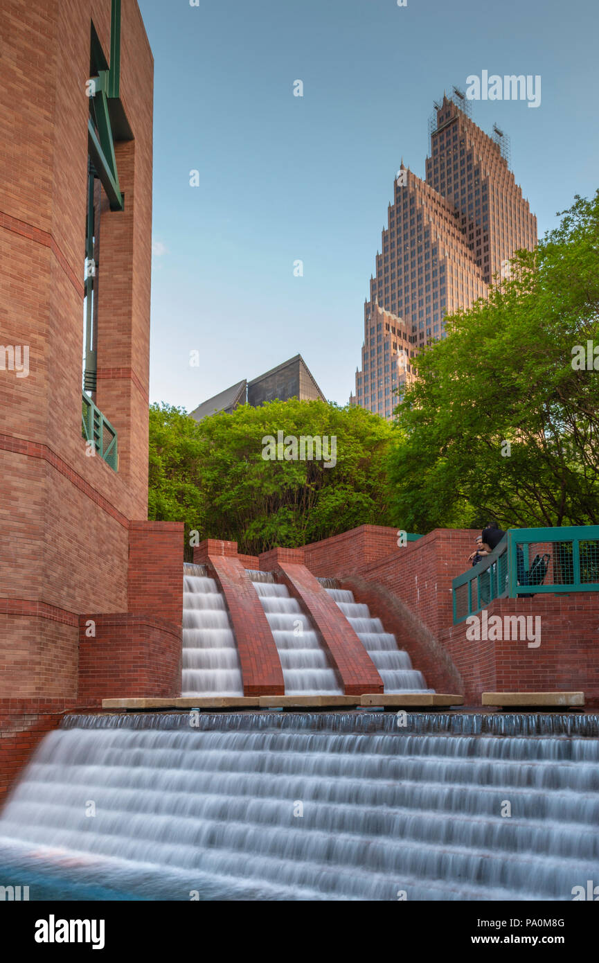 Waterfall display in Sesquicentennial Park at Wortham Center in ...