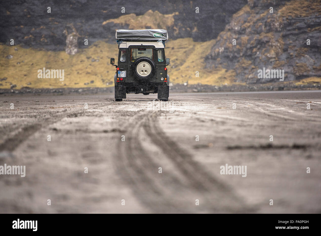 Rear view of 4x4 car in natural setting, Faroe Islands, Denmark Stock ...