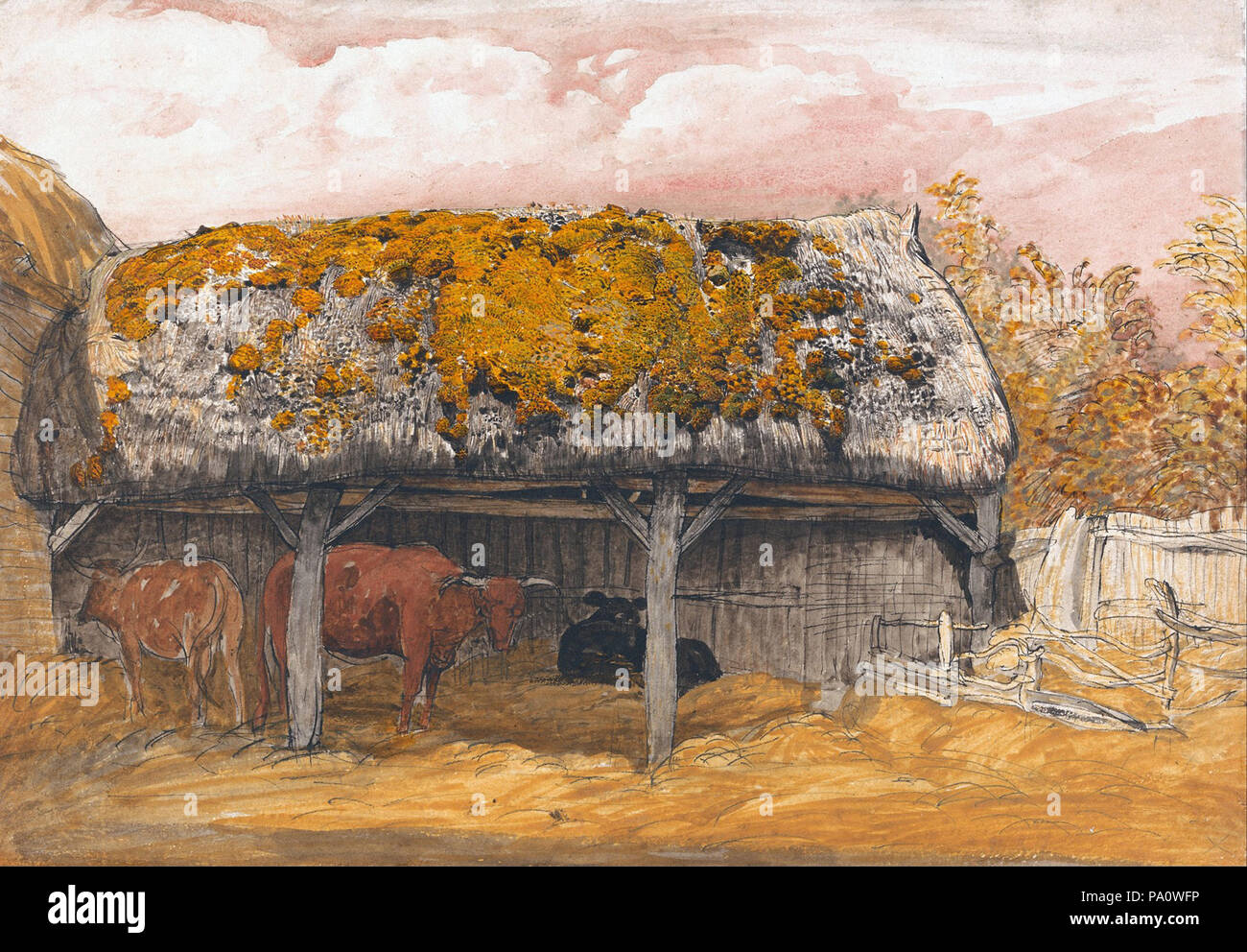 Palmer Samuel - a Cow Lodge with a Mossy Roof Stock Photo - Alamy