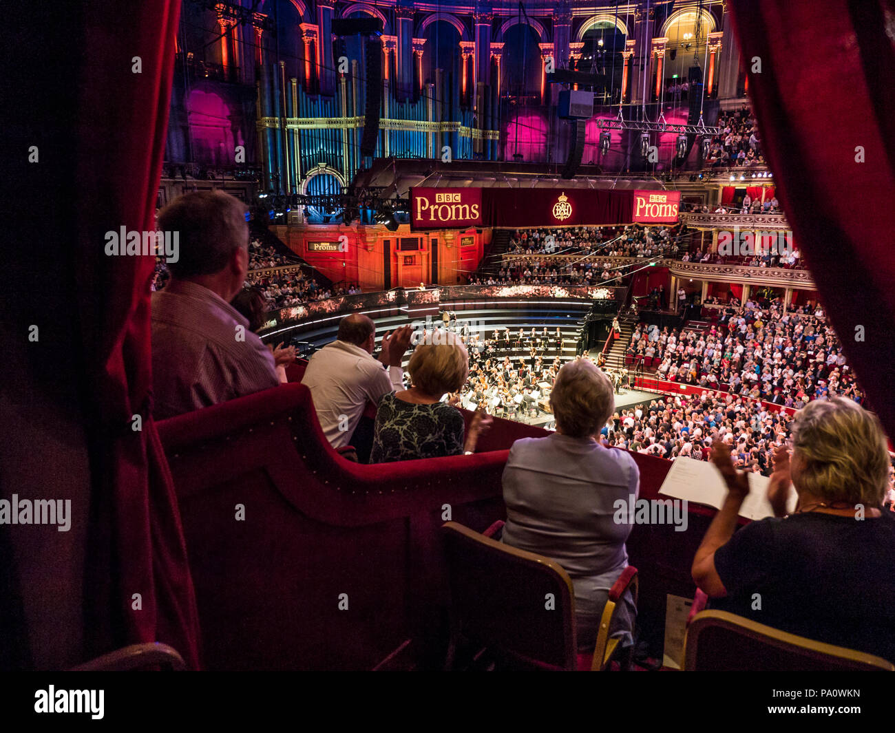 ALBERT HALL INTERIOR BBC PROMS Performance with audience applauding ...