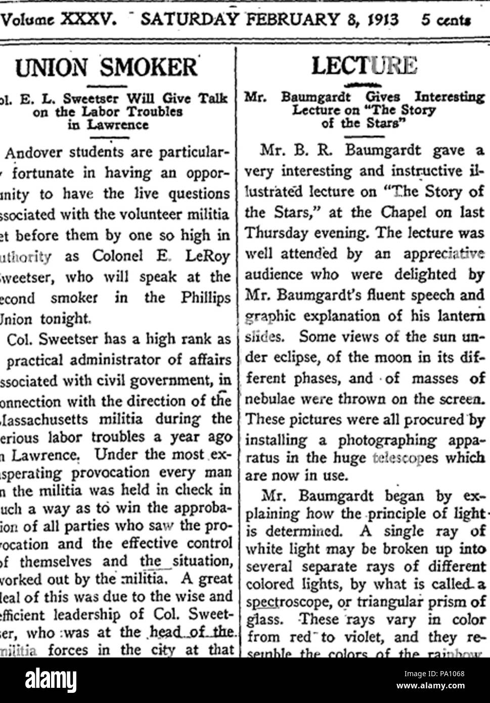 680 Front page of The Phillipian (Andover student newspaper) in 1913 ...