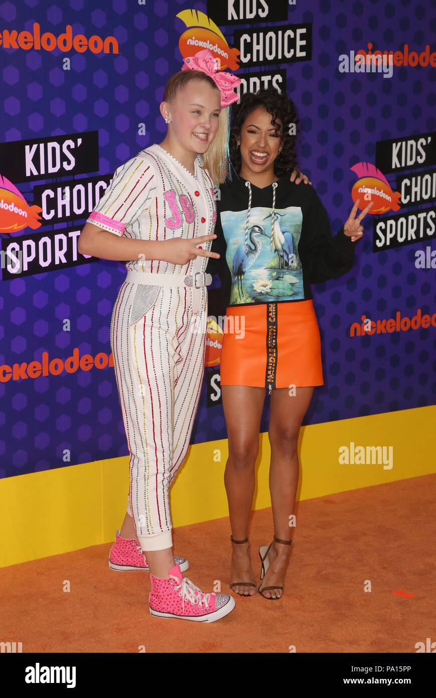 Santa Monica, Ca. 19th July, 2018. JoJo Siwa, Liza Koshy, at Nickelodeon's 2018 Kids' Choice ...