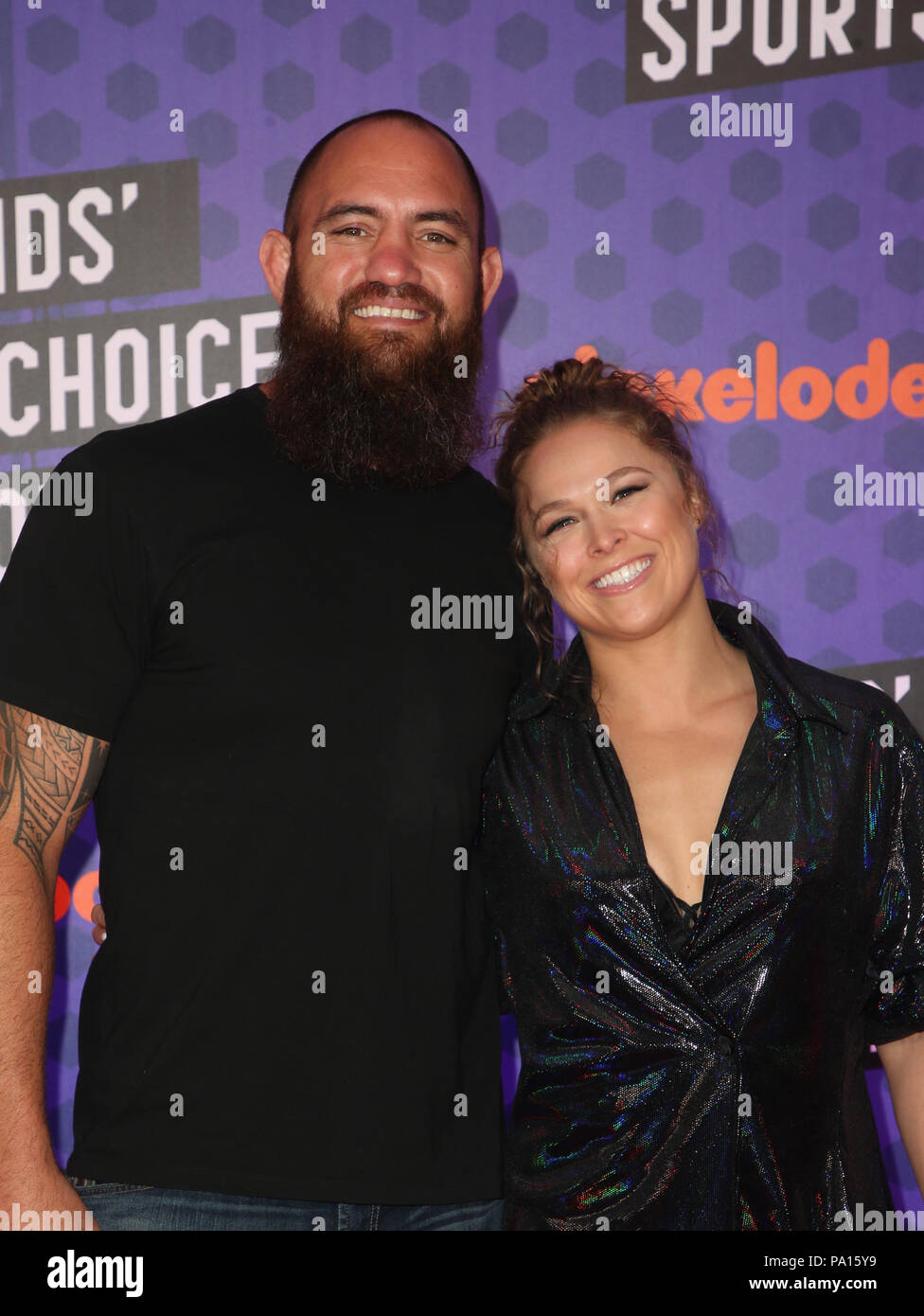 Santa Monica, Ca. 19th July, 2018. Travis Browne, Ronda Rousey, at ...