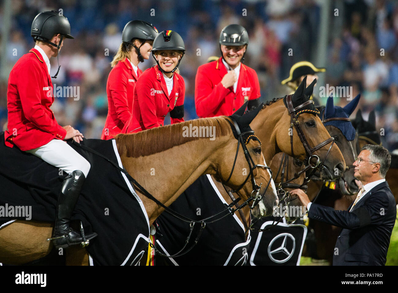 19 July 2018, Germany, Aachen: CHIO, Equestrian sports, jumping. German ...