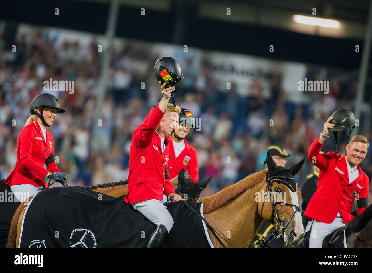 19 July 2018, Germany, Aachen: CHIO, Equestrian sports, jumping. German ...