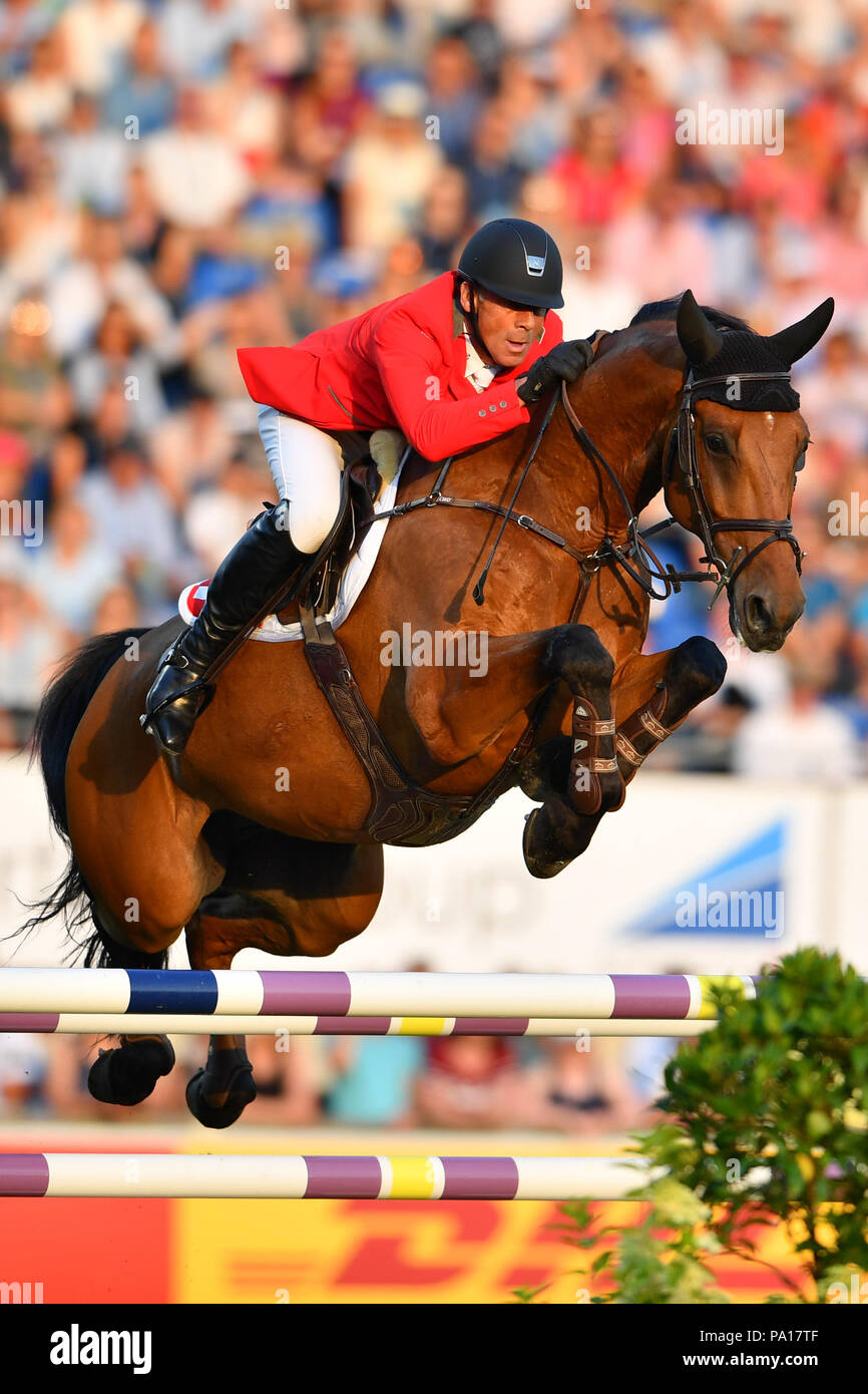 19 July 2018, Germany, Aachen: CHIO, Equestrian sports, jumping. Swiss ...