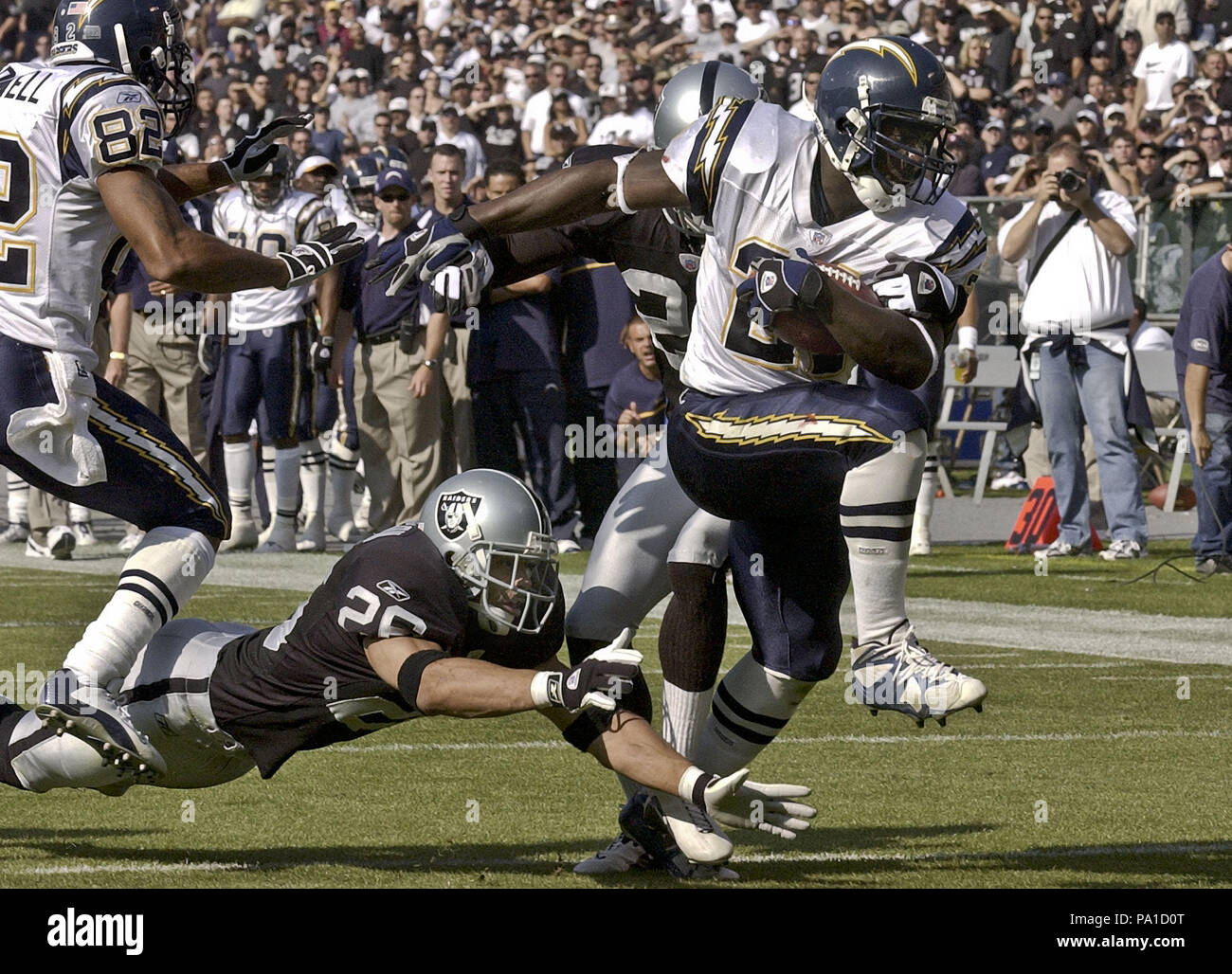 Oakland, California, USA. 20th Oct, 2002. San Diego Chargers running ...