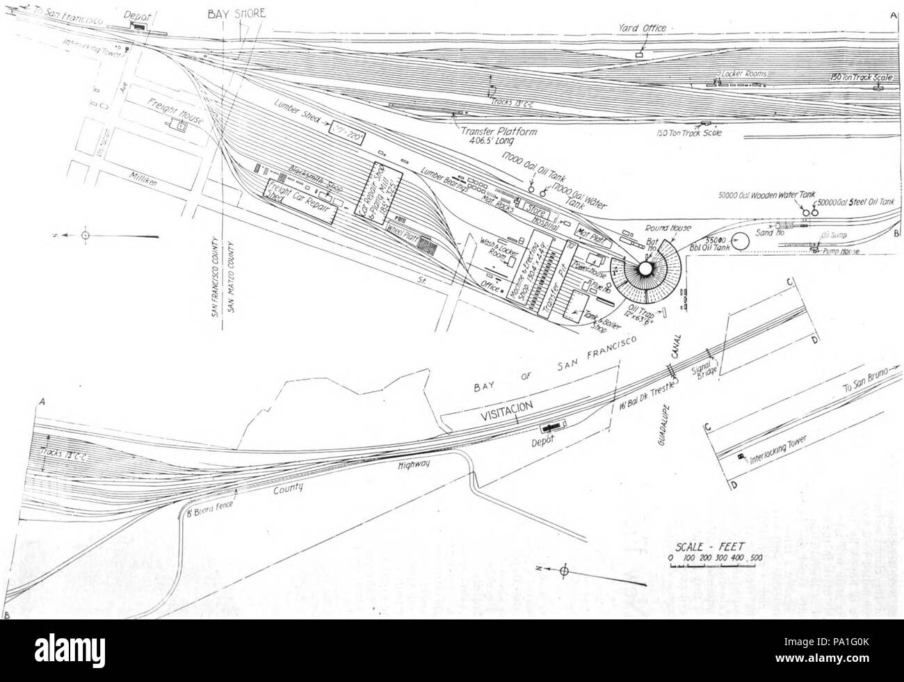 697 General Layout of Bayshore Freight Yard and Shop Terminal, Southern ...