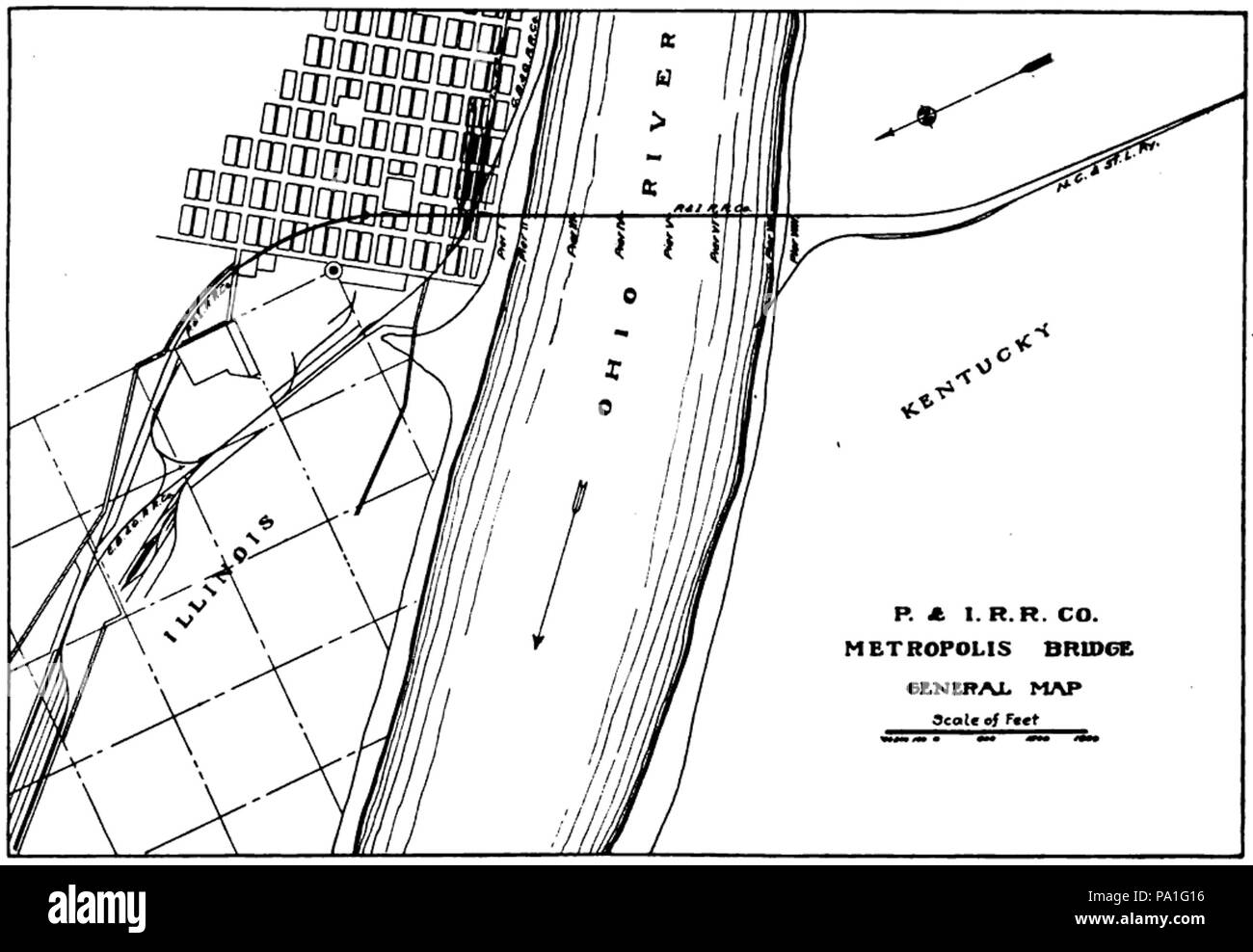 697 General Map of Metropolis Bridge - Ralph Modjeski 1919 Stock Photo ...
