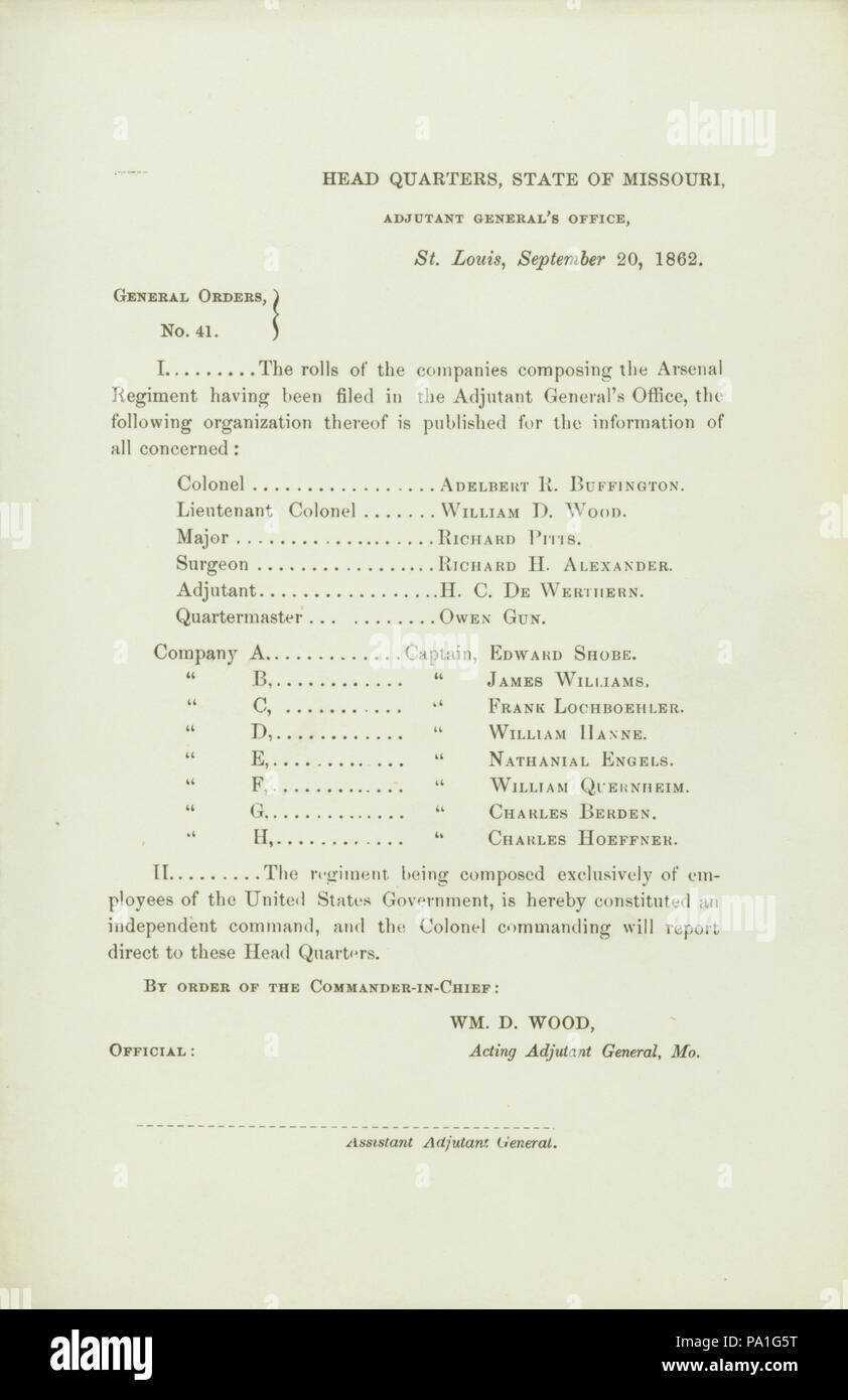 697 General Orders, No. 41, of Wm. D. Wood, Acting Adjutant General, Mo ...