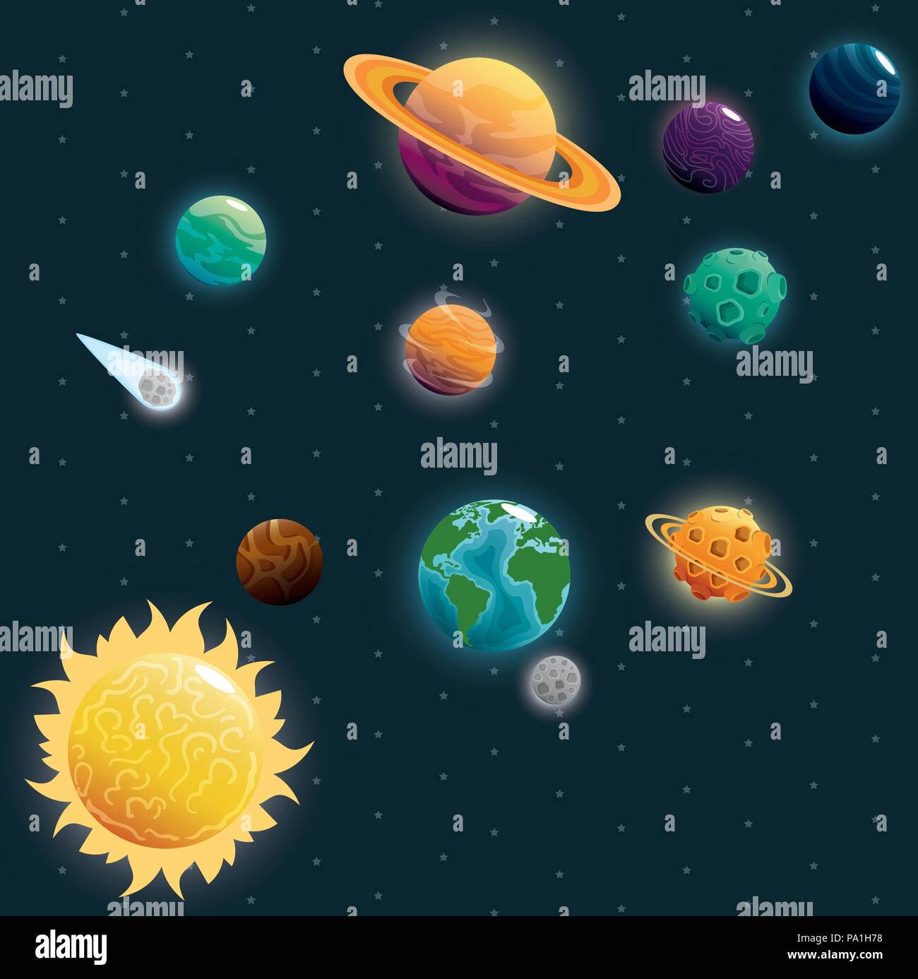 planets of the solar system scene vector illustration design Stock ...