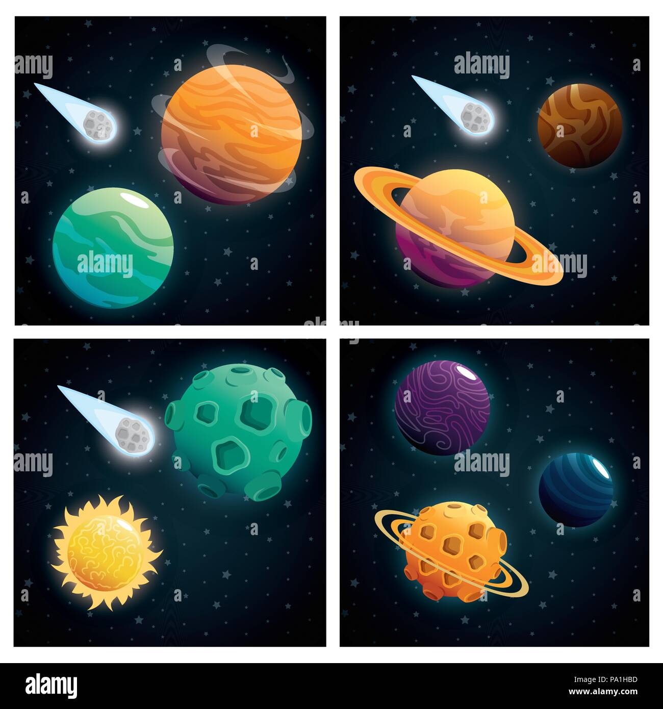 planets of the solar system scene vector illustration design Stock ...