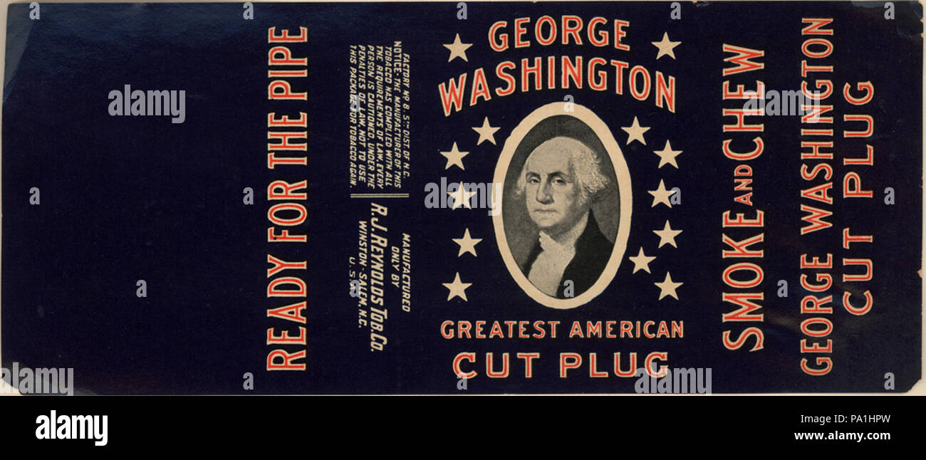 . English: Label for George Washington brand of cut plug chewing ...