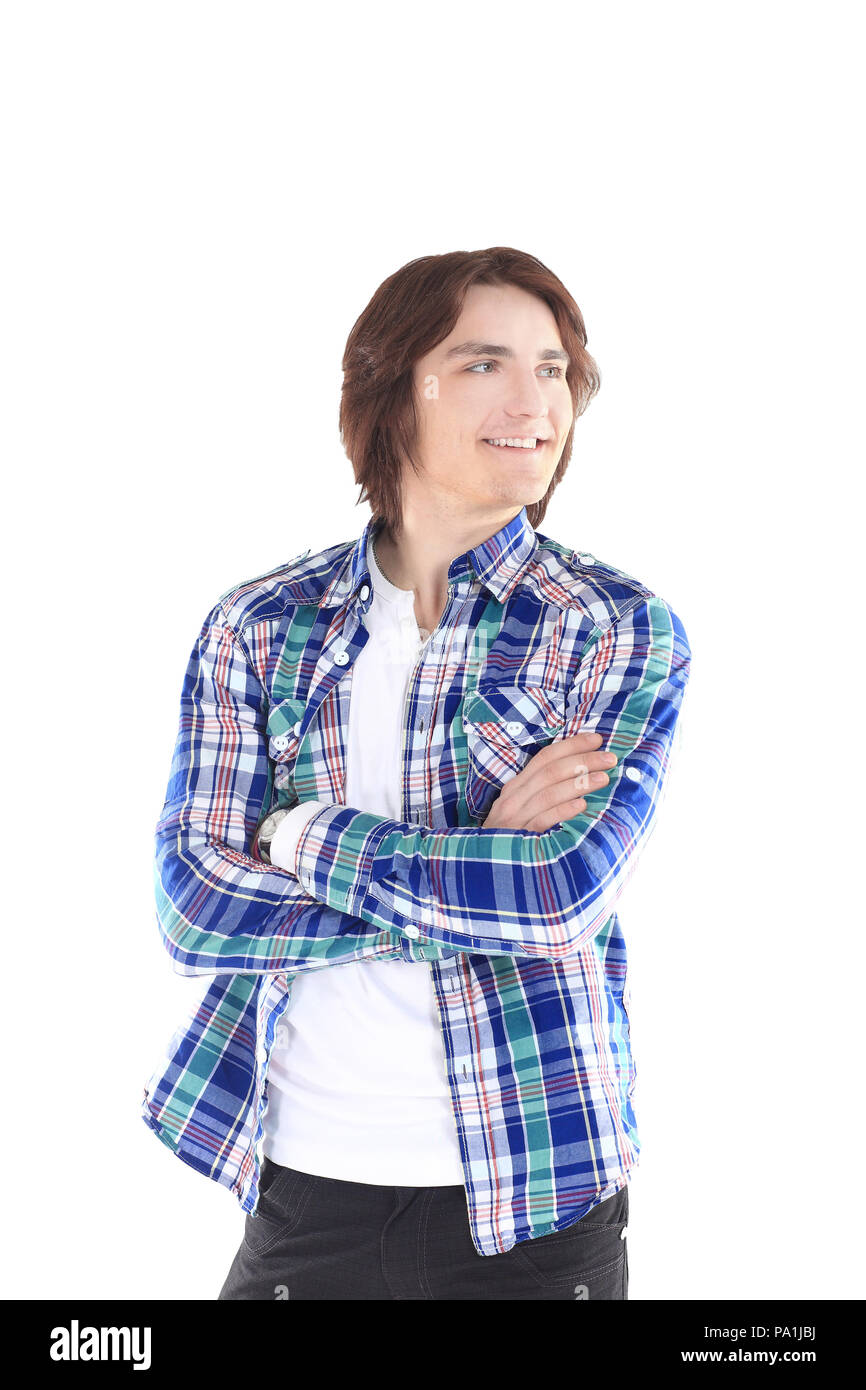 portrait of a successful employee on white background Stock Photo - Alamy