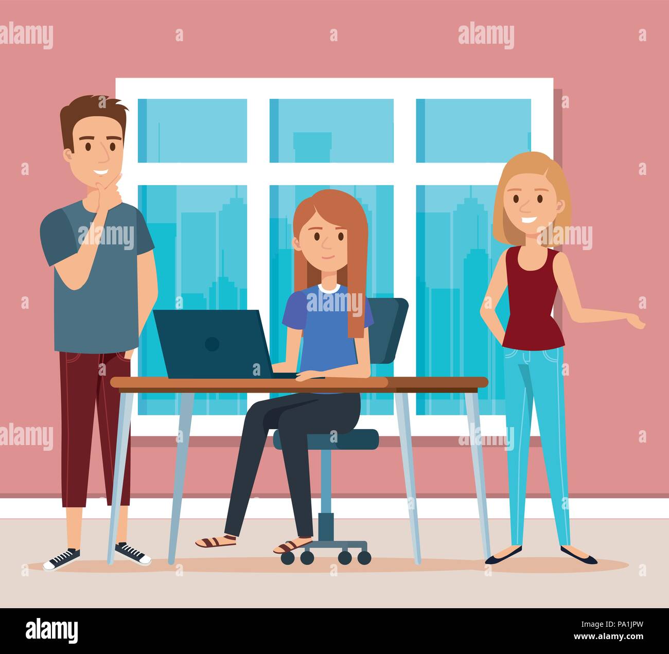 young people in the workplace scene Stock Vector Image & Art - Alamy
