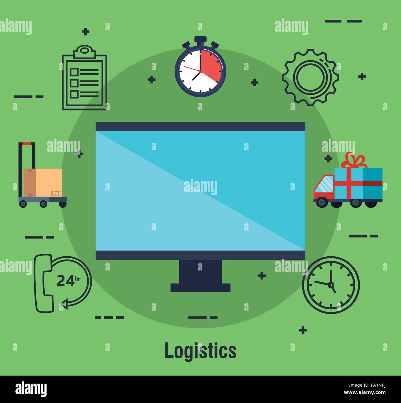 Delivery logistic service truck chronometer Stock Vector Images - Alamy
