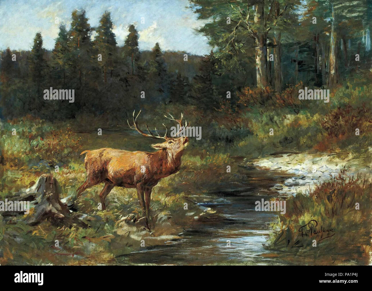 Pausinger Franz Xaver Von - Rohrender Hirsch Stock Photo - Alamy