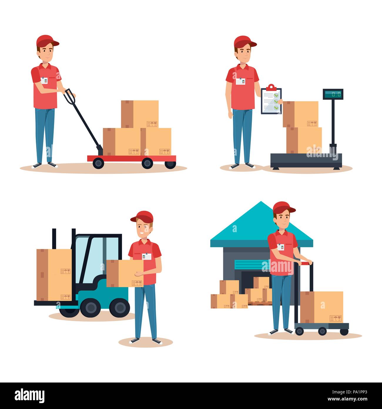 team couriers characters delivery service Stock Vector Image & Art - Alamy