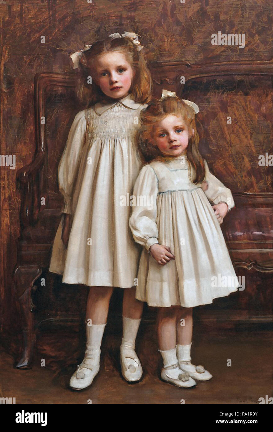 Peacock Ralph - Portrait of Irene and Helen in White Dresses Stock ...