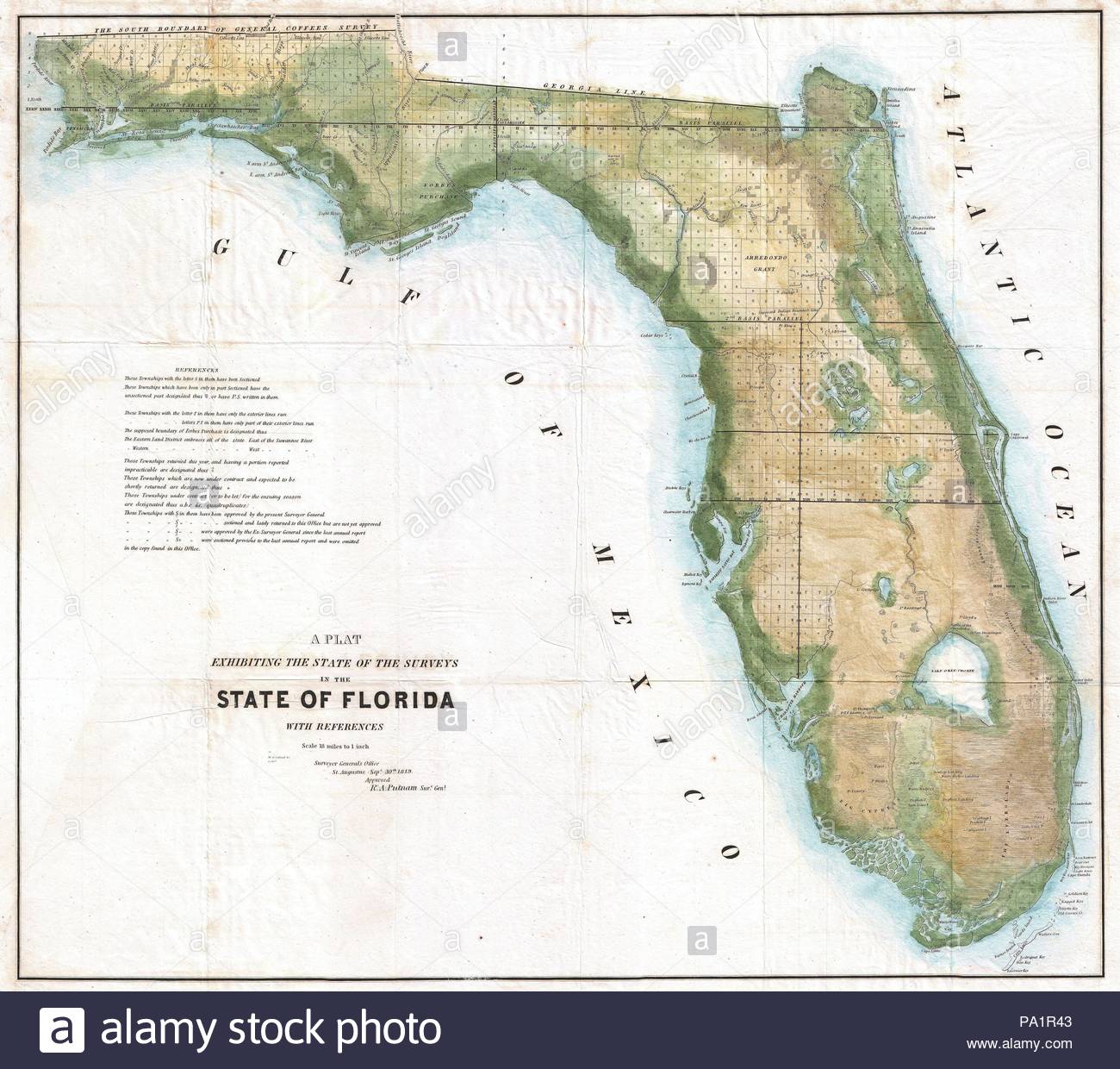 Antique Map Of Florida Stock Photos & Antique Map Of Florida Stock ...
