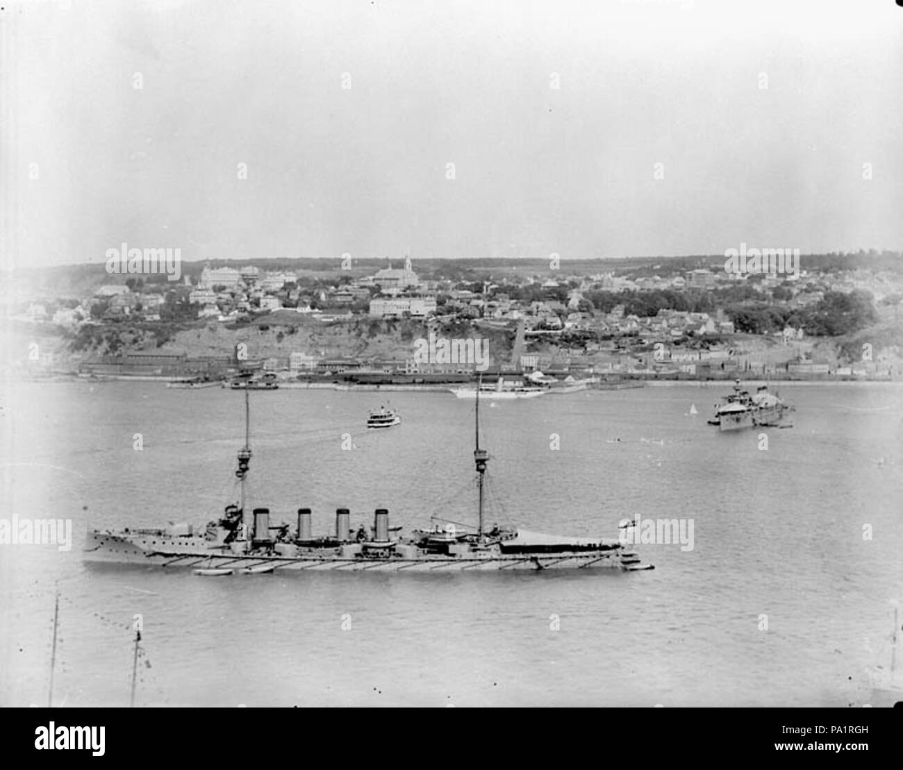 114 HMS Minotaur at the Quebec Tercentenary 1908 LAC 3398748 Stock ...