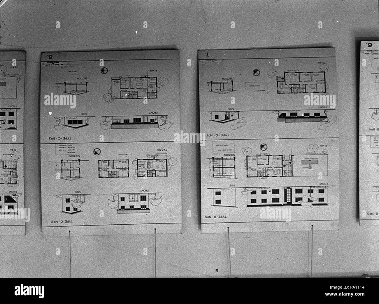 Vintage building plans hi-res stock photography and images - Alamy