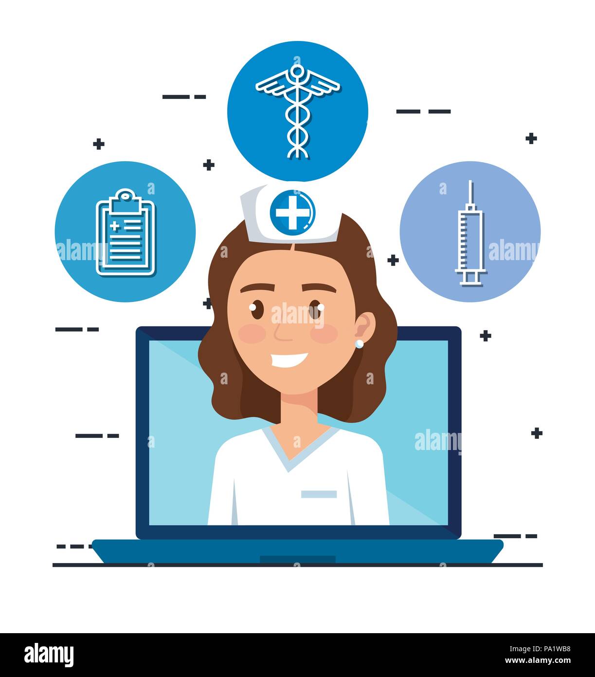 laptop with doctor character and telemedicine icons Stock Vector Image ...