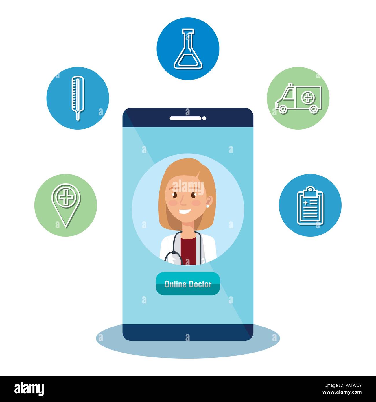 smartphone with doctor and telemedicine icons Stock Vector Image & Art ...