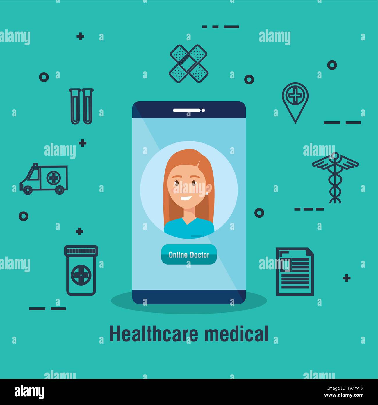 smartphone with doctor and telemedicine icons Stock Vector Image & Art ...