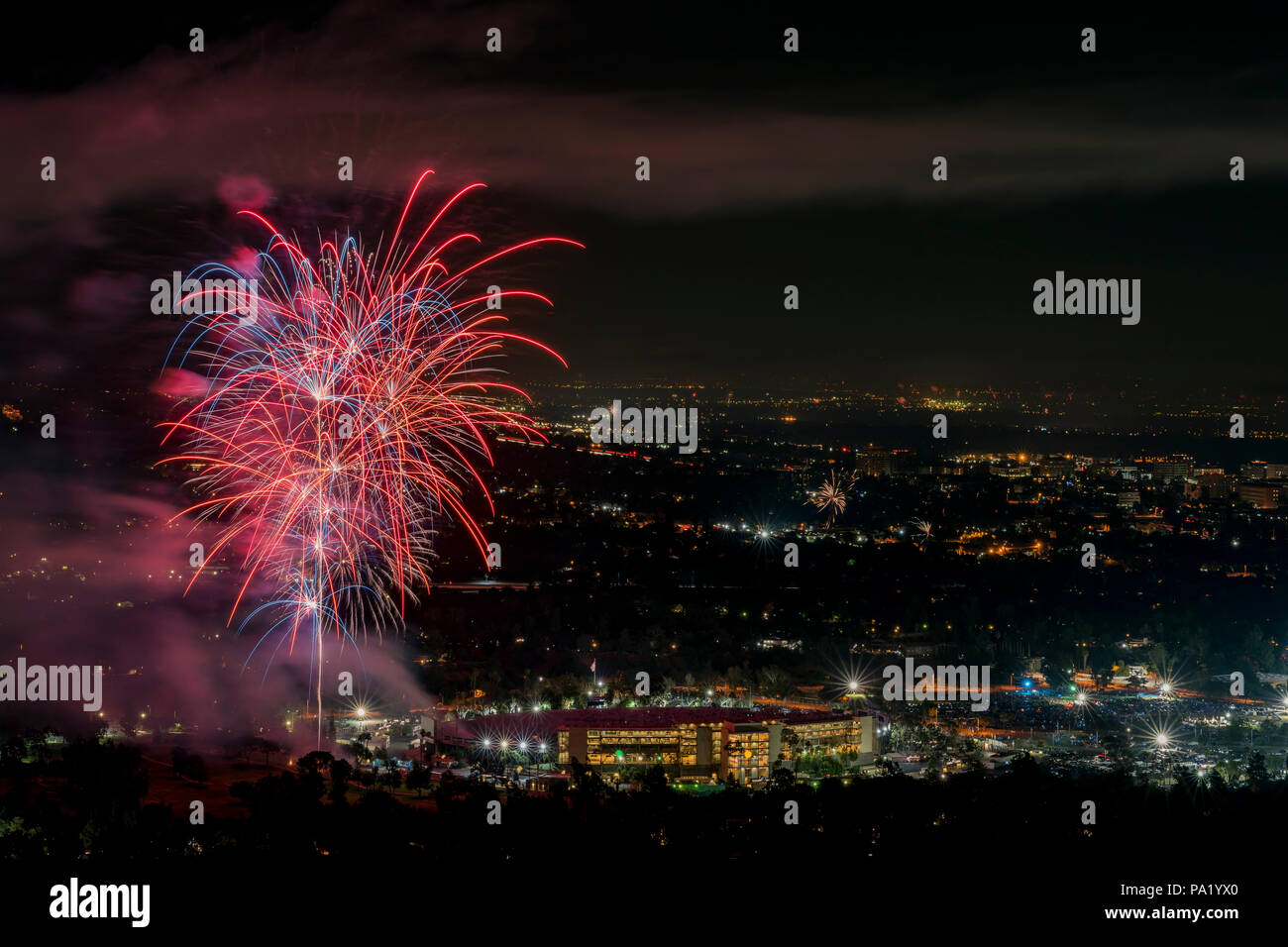 Beautiful fireworks over the famous Rose Bowl of the JULY 4th, 2018 ...