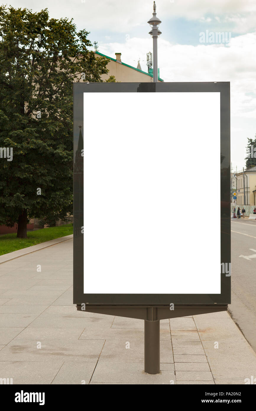 Blank vertical street billboard poster on city background Stock Photo ...