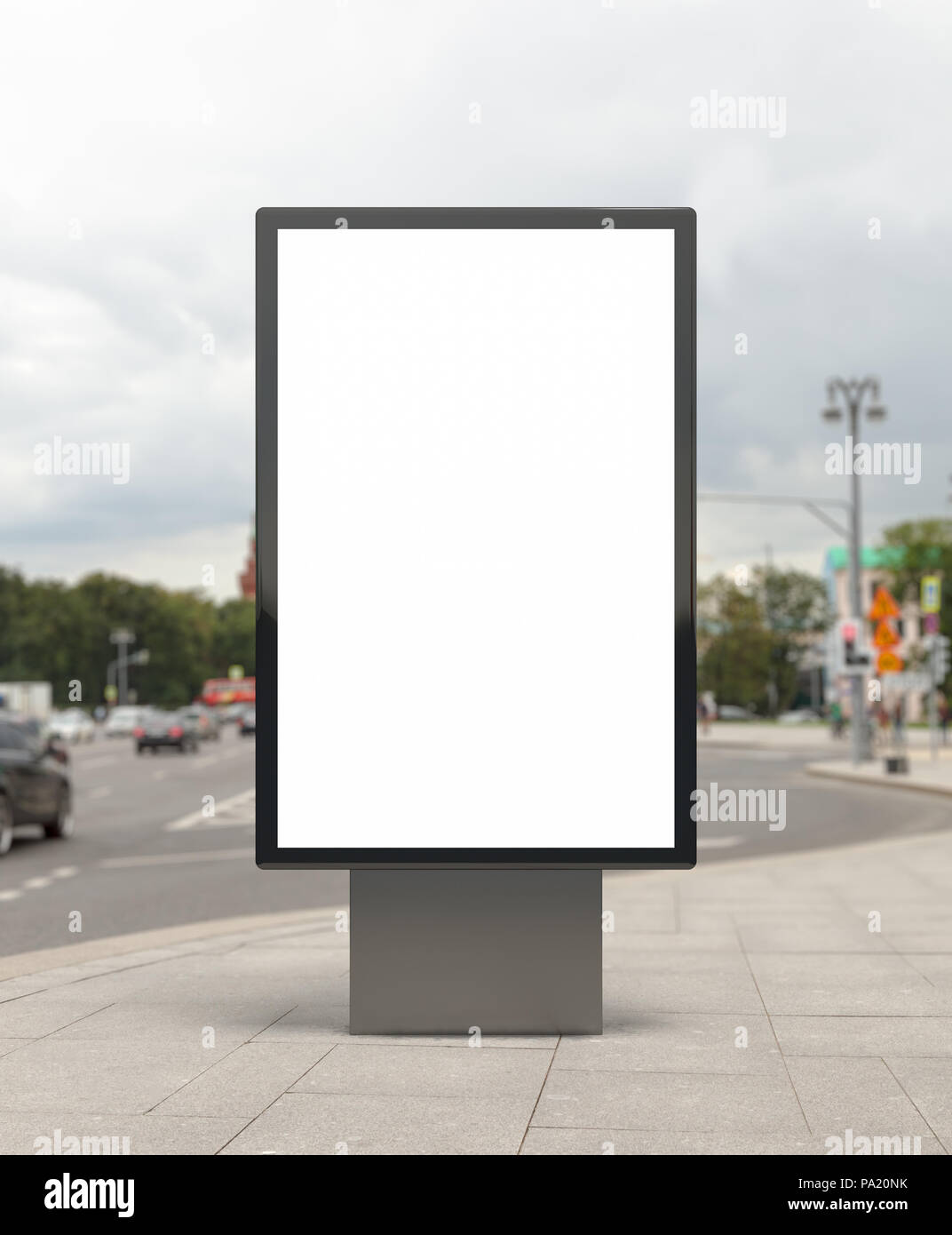 Blank vertical street billboard poster on city background Stock Photo ...