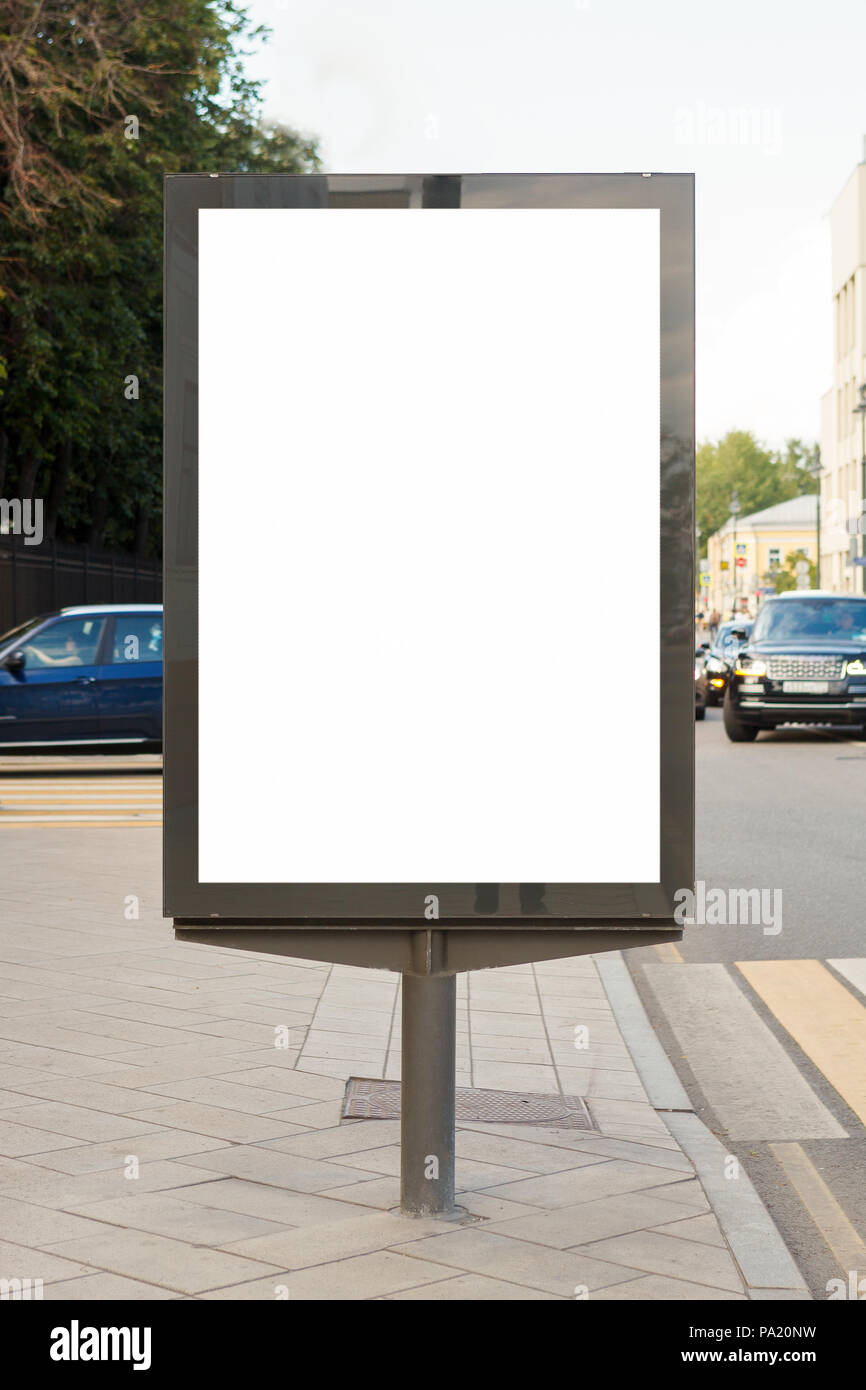 Blank vertical street billboard poster on city background Stock Photo ...